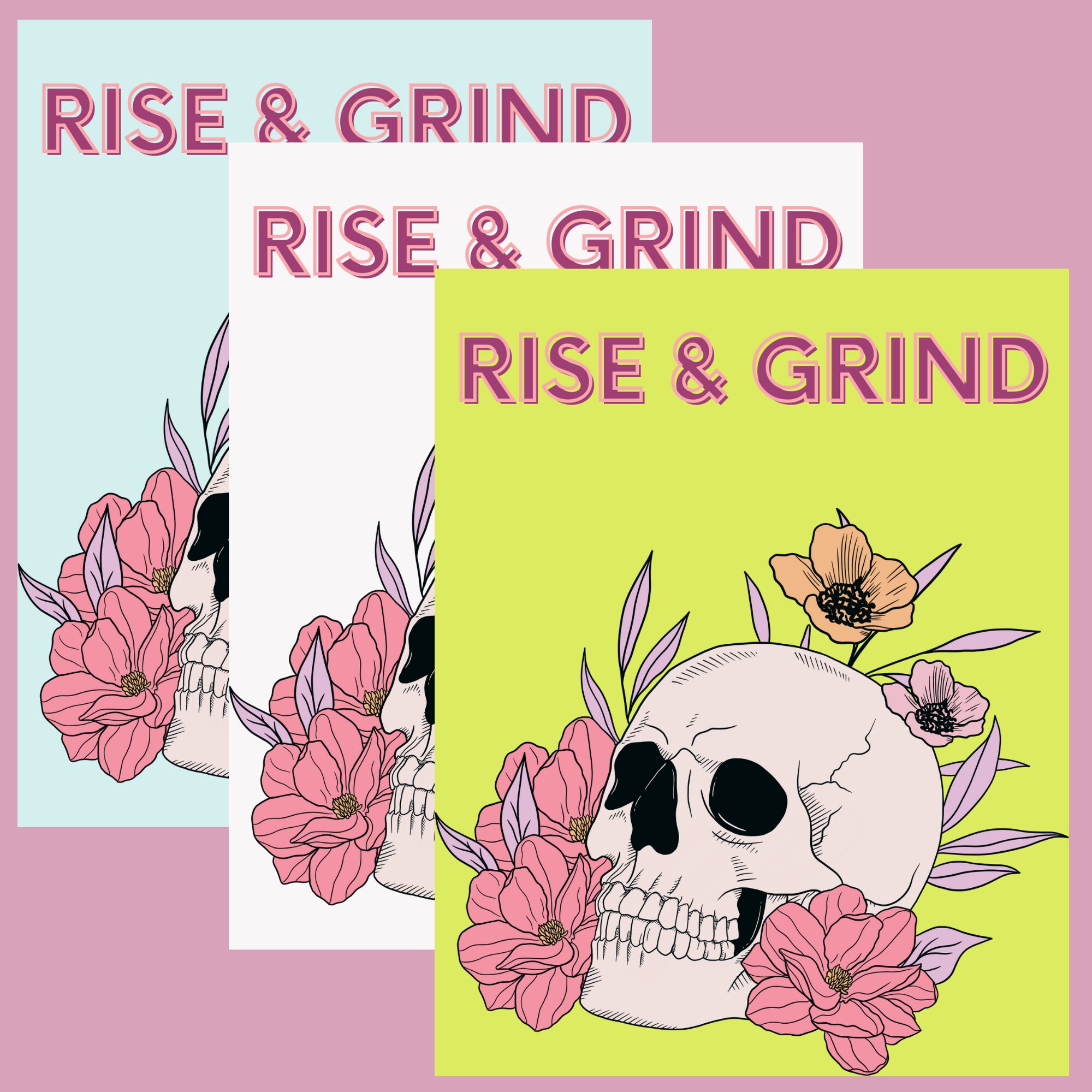 Monday Motivation Poster, Skull Poster, Motivational Quote, Rise and ...