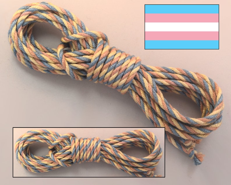 Trans/gender Pride Shibari Bondage Rope, 6mm Jute, EACH. Flag Colors ...