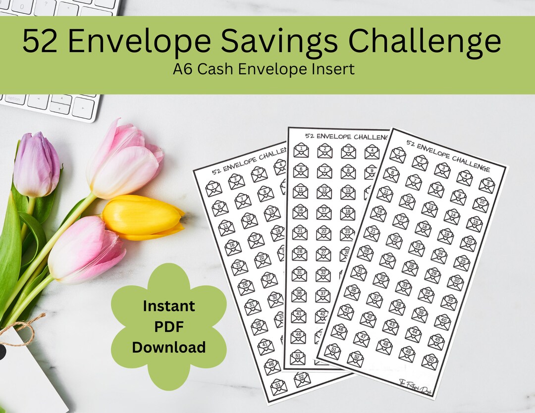 52 Envelope Challenge | 52 Week Challenge | Cash Envelope Insert ...
