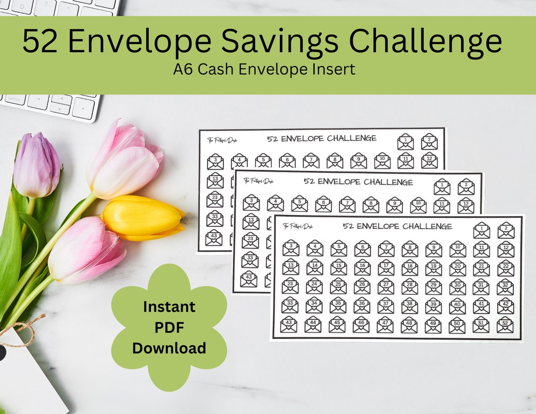 52 Envelope Challenge | 52 Week Challenge | Cash Envelope Insert ...