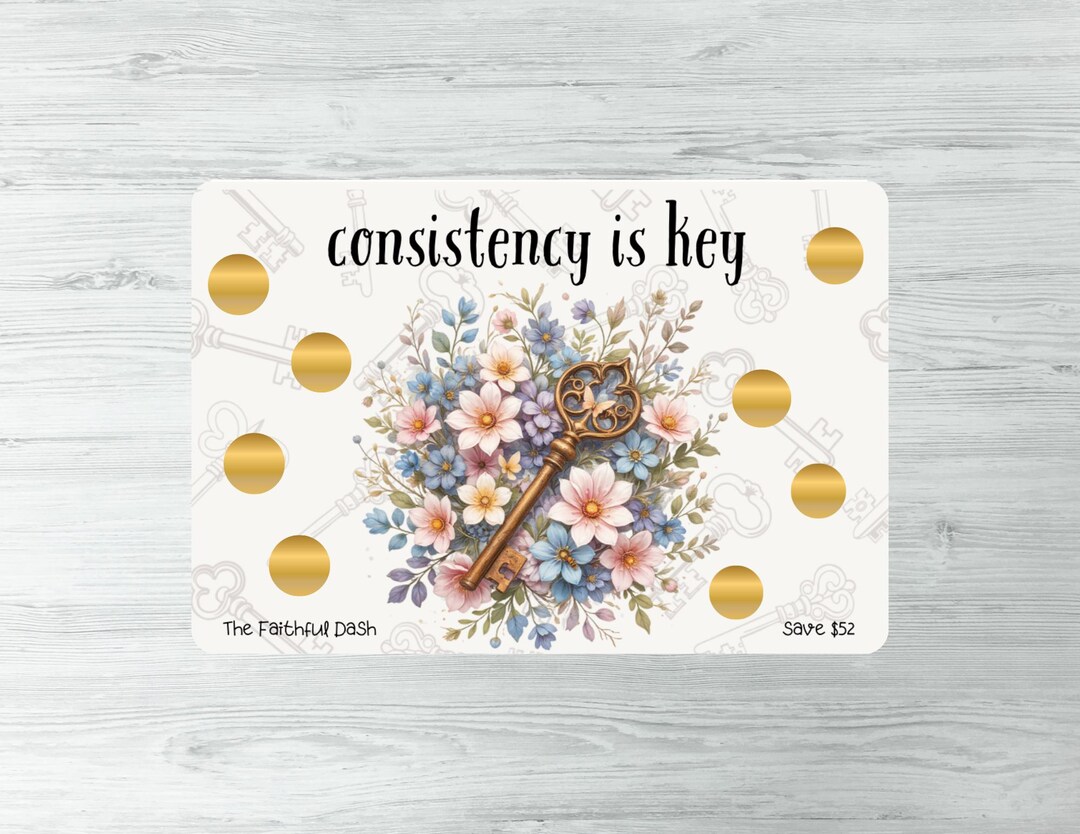 CONSISTENCY IS KEY Scratch off Savings Challenge | Save 52 | Laminated ...