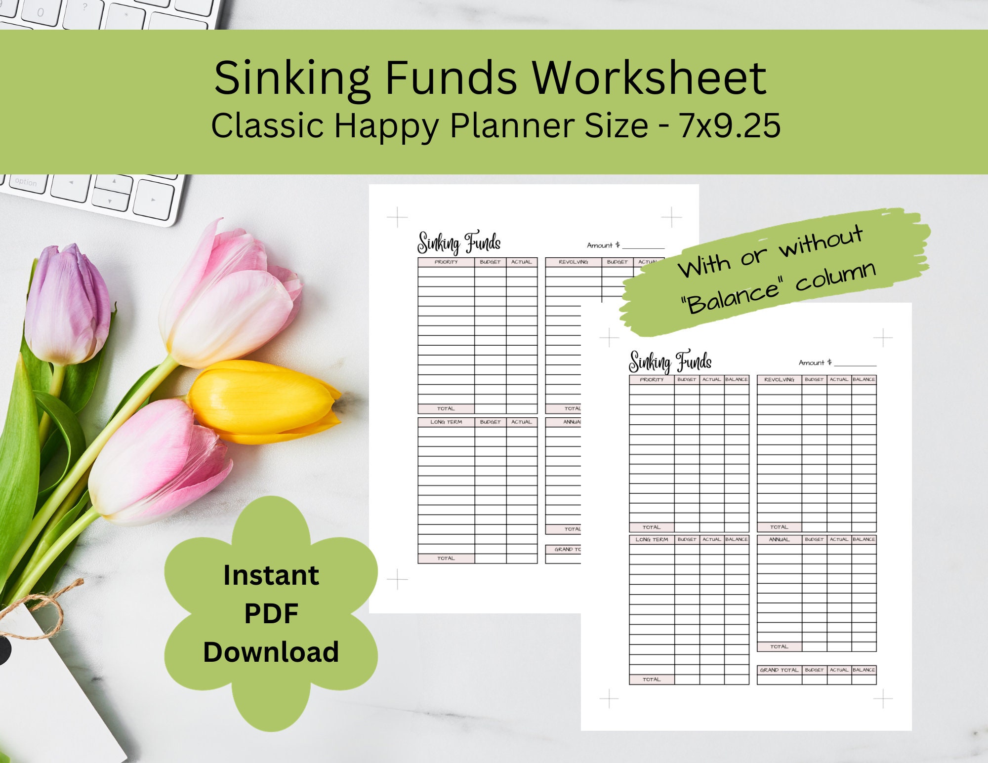 Sinking Funds Worksheet | Classic Happy Planner Size 7x9.25 | Budget ...