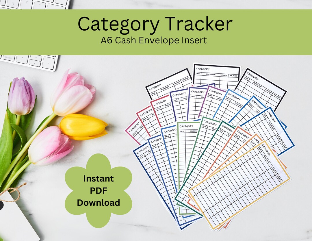 Category Tracker | Multi-color Bundle | Cash Envelope Insert | Budget ...