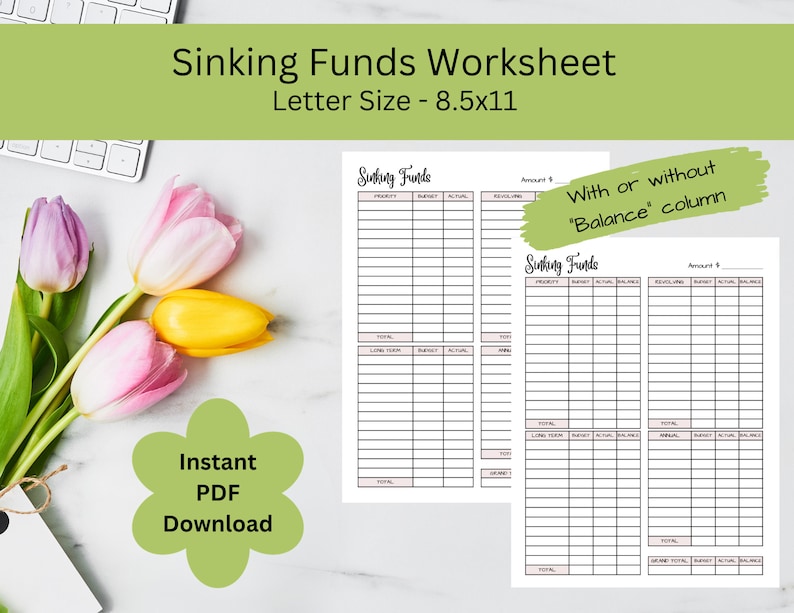 Sinking Funds Worksheet Letter Size 8.5x11 Budget Printable - Etsy
