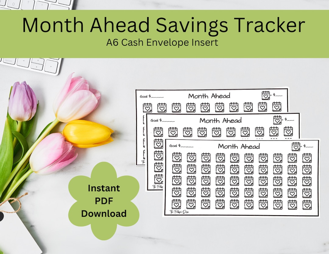 Month Ahead Tracker | Savings Tracker | Cash Envelope Insert | Budget ...