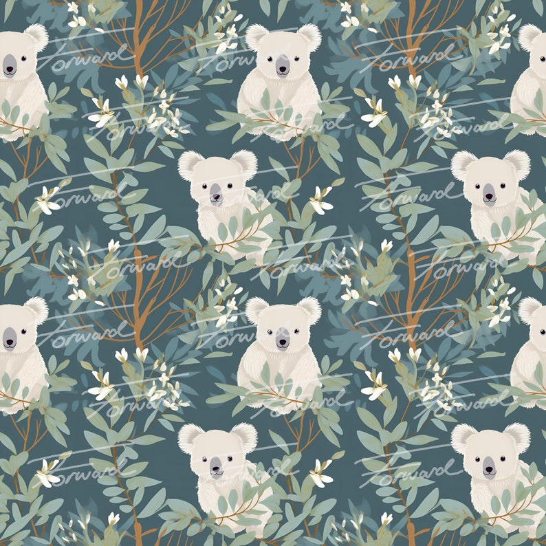 Cute Koalas Digital Paper Pack, Bear Repeating Seamless Pattern for ...