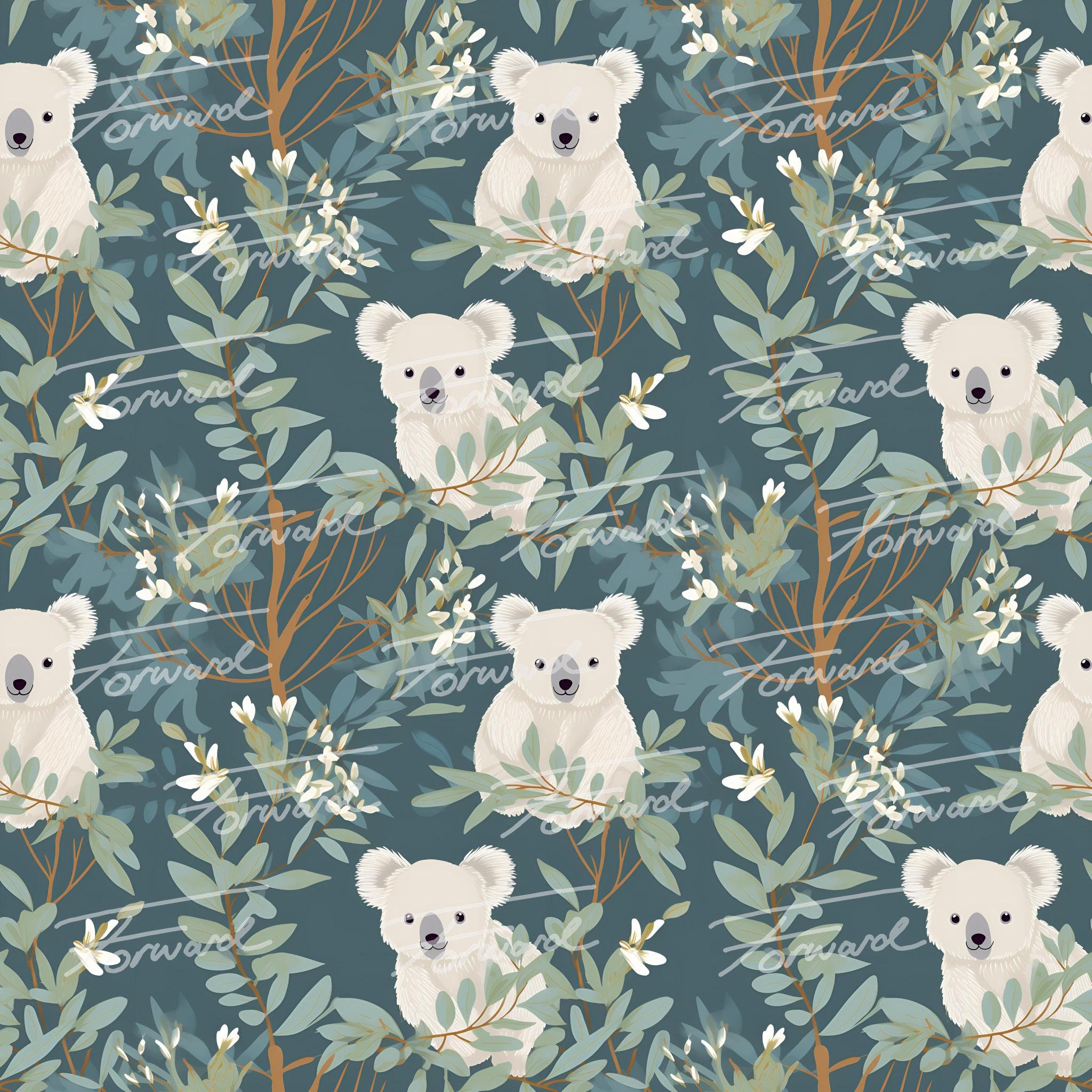 Cute Koalas Digital Paper Pack, Bear Repeating Seamless Pattern for ...