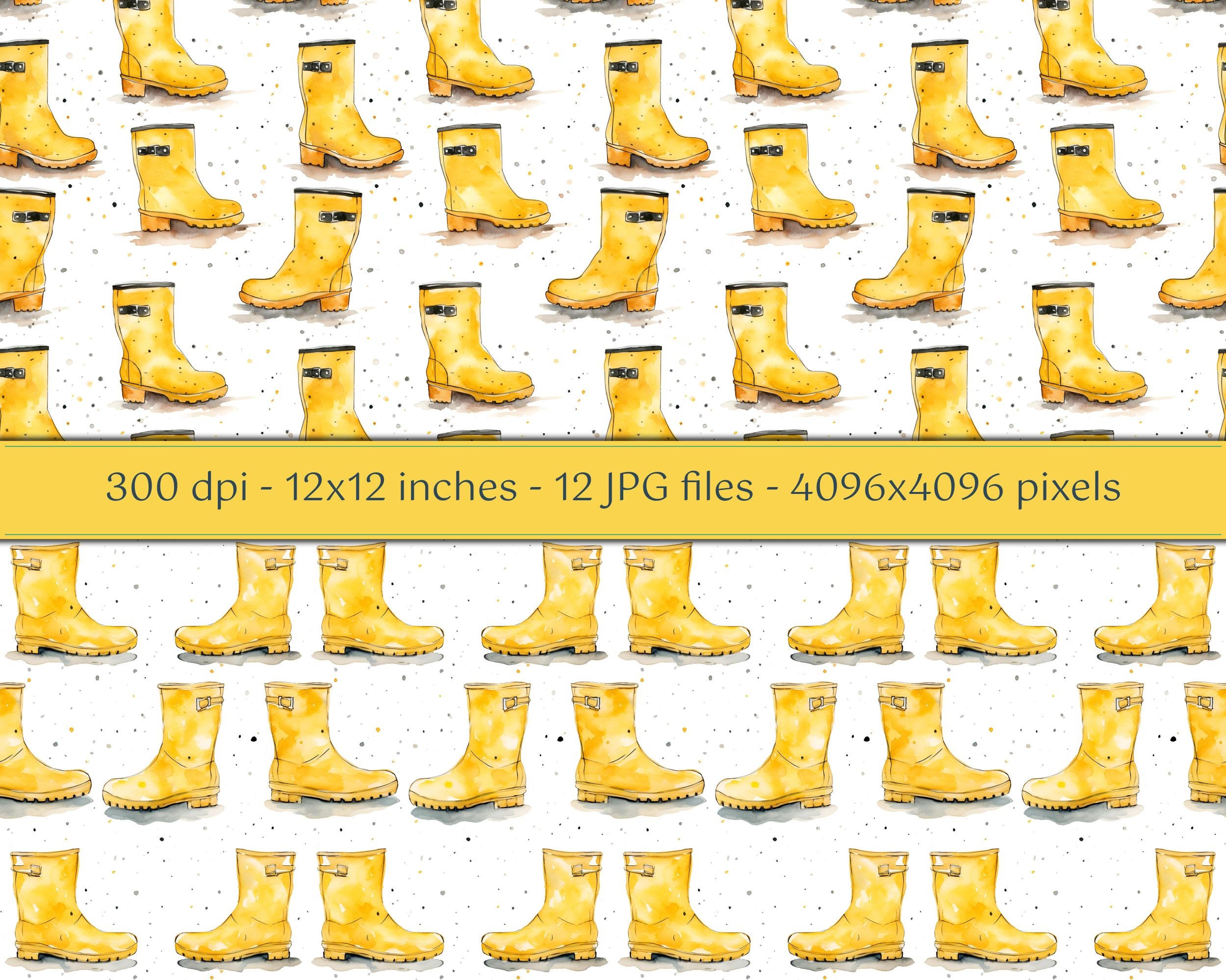 Watercolor Rainy Days Digital Paper Pack, Yellow Seamless Pattern for ...