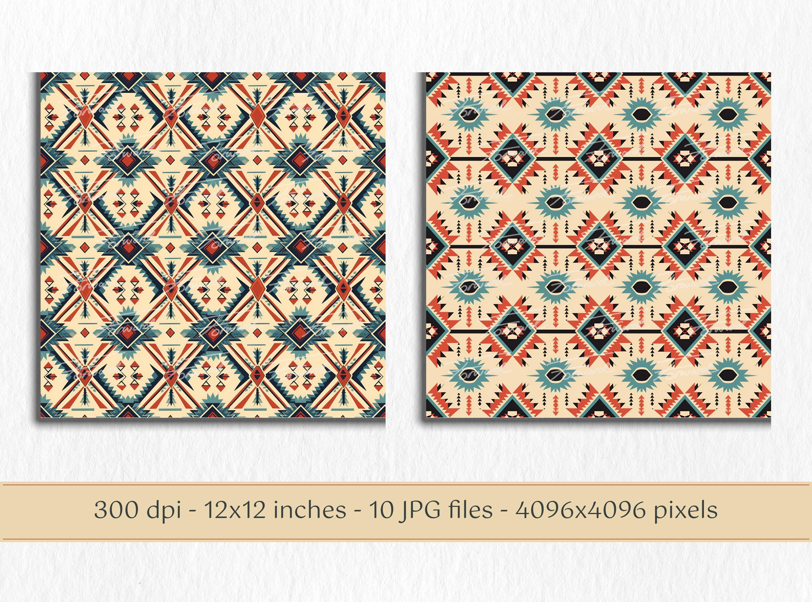 Traditional Tribal Digital Paper Pack, Native American Seamless Pattern ...