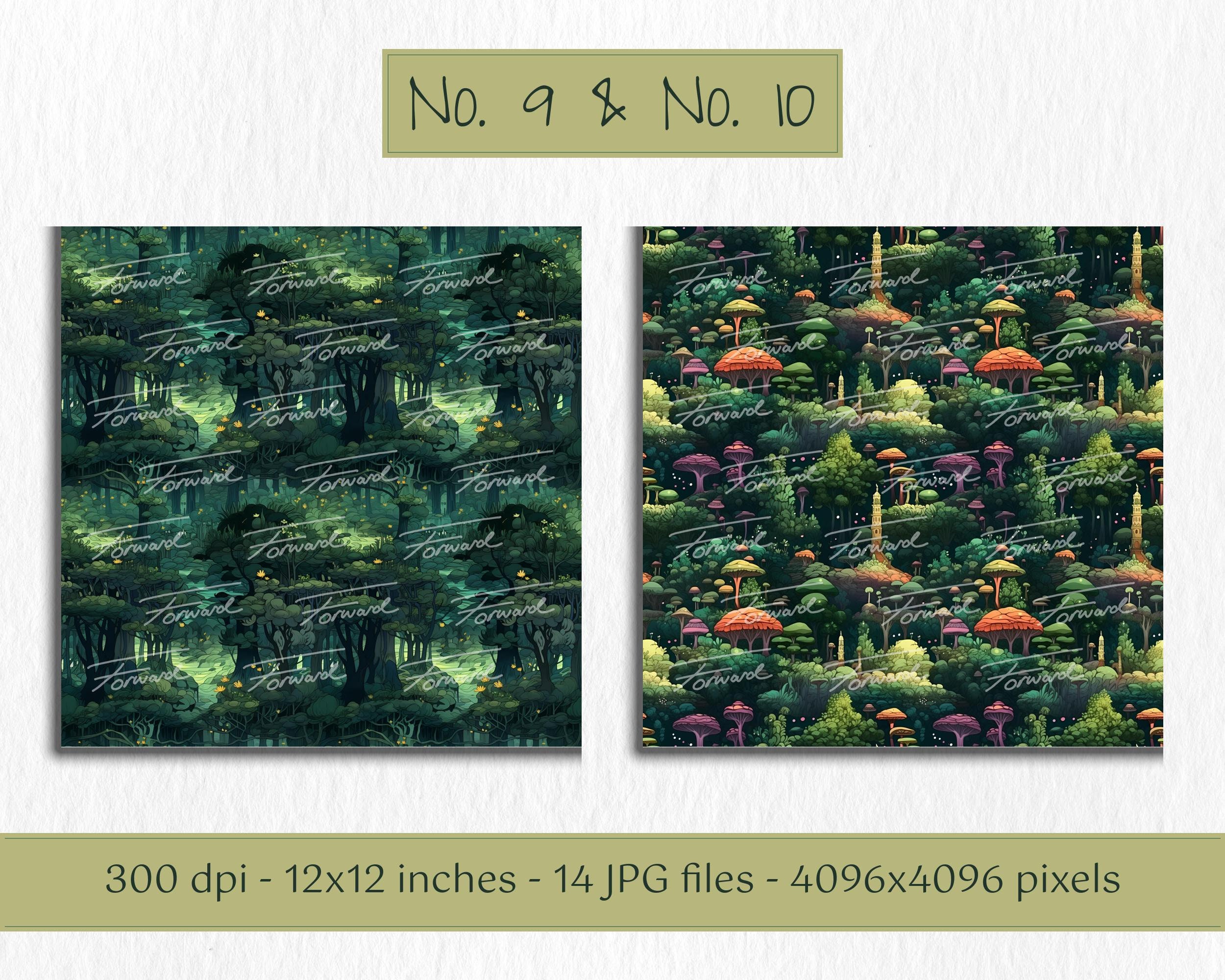 Studio Ghibli Style Digital Paper Pack, Seamless Pattern for Scrapbook ...