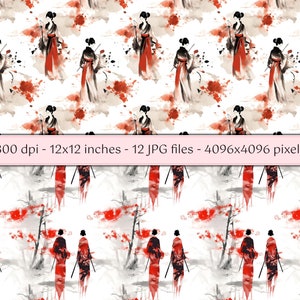Geisha Kimono Digital Paper Pack Repeating Seamless Pattern - Etsy