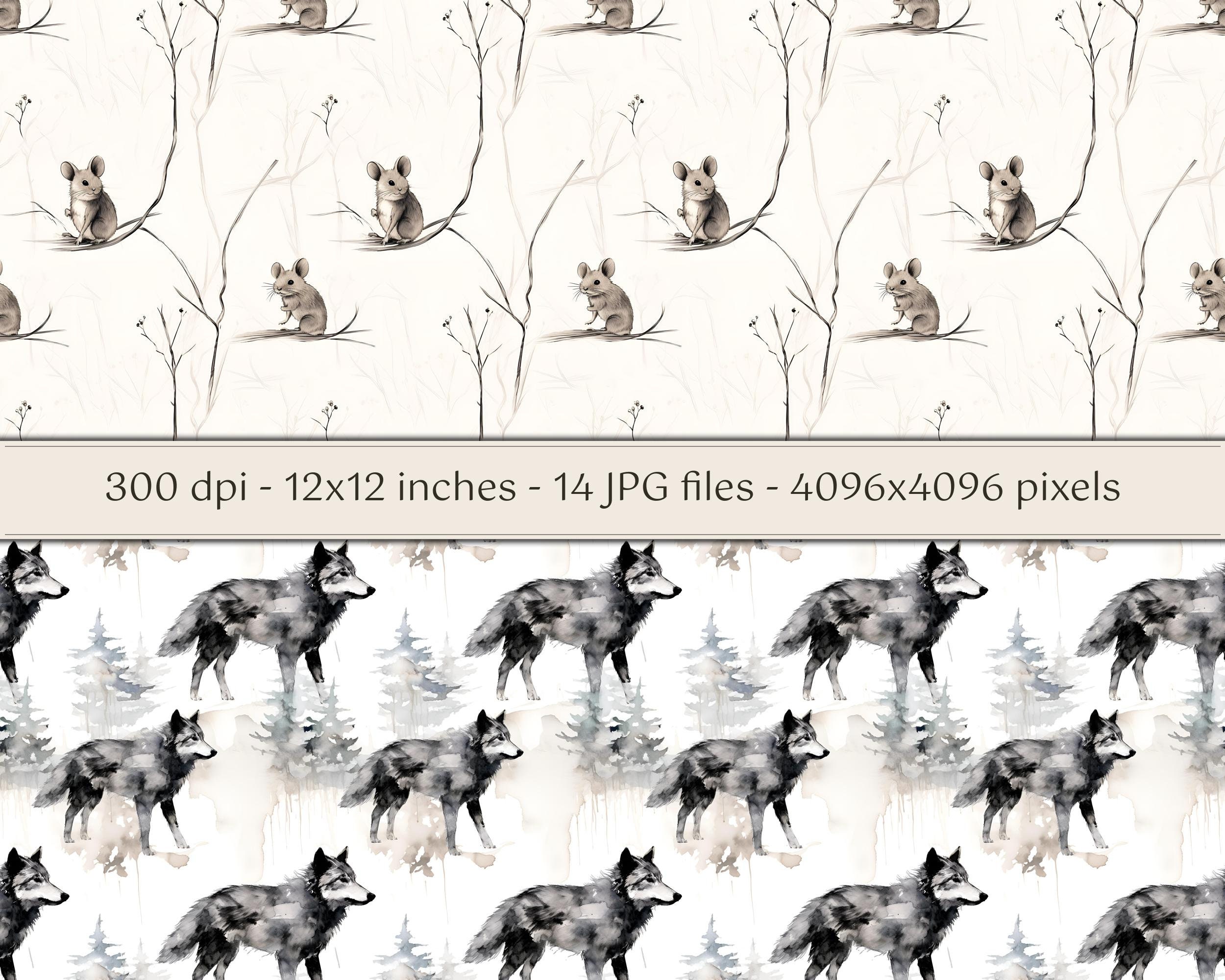 Woodland Animals Digital Paper Pack, Ink Wash Repeating Seamless ...