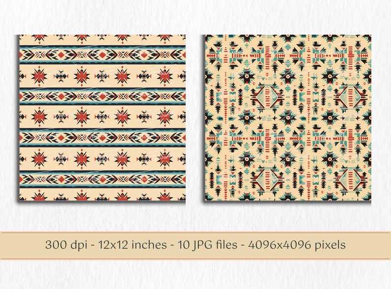 Traditional Tribal Digital Paper Pack, Native American Seamless Pattern ...