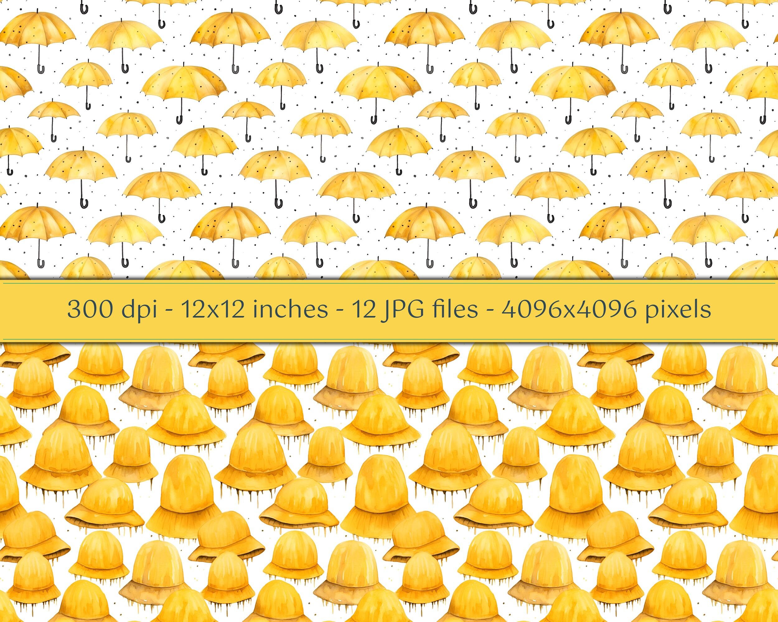 Watercolor Rainy Days Digital Paper Pack, Yellow Seamless Pattern for ...