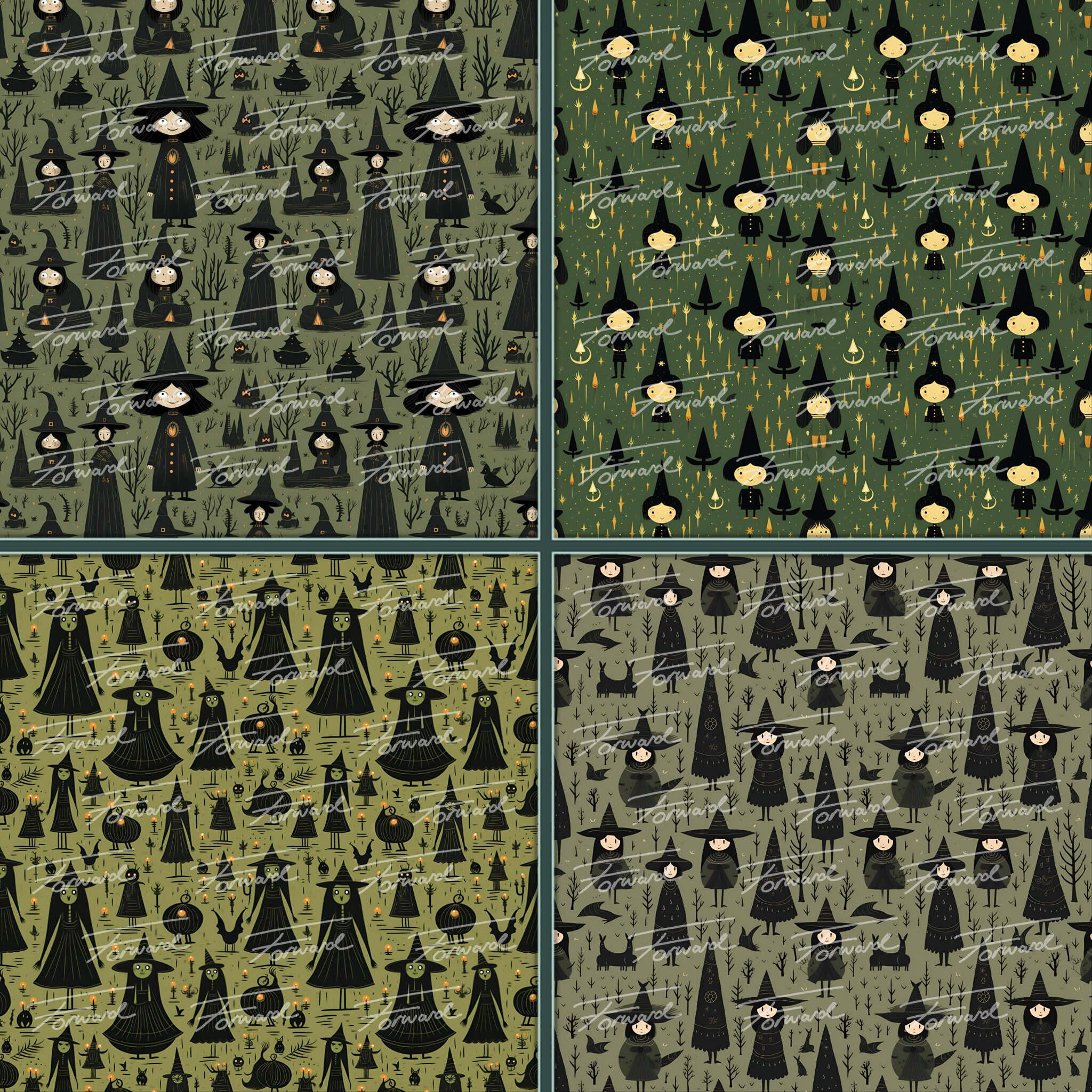 Witches Digital Paper Pack, Spooky Repeating Seamless Pattern for ...