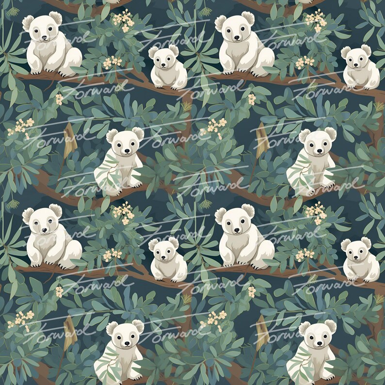 Cute Koalas Digital Paper Pack, Bear Repeating Seamless Pattern for ...