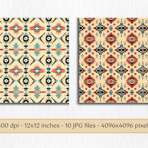 Traditional Tribal Digital Paper Pack, Native American Seamless Pattern ...