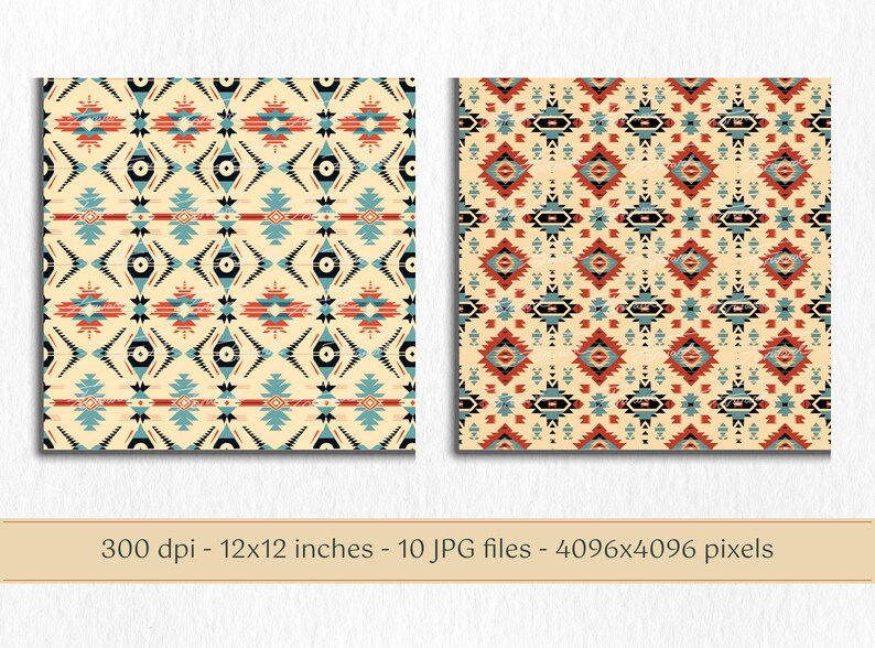 Traditional Tribal Digital Paper Pack, Native American Seamless Pattern ...
