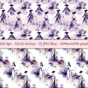 Geisha Kimono Digital Paper Pack, Repeating Seamless Pattern for ...