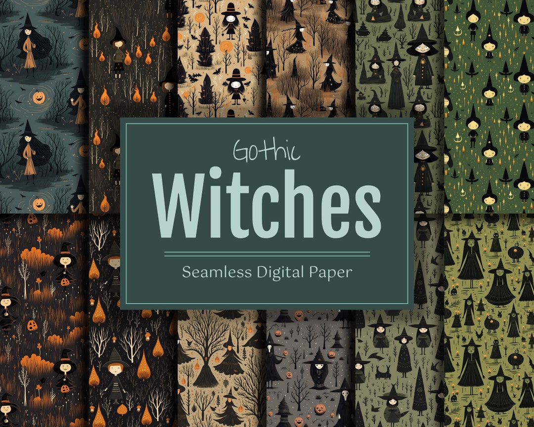 Witches Digital Paper Pack, Spooky Repeating Seamless Pattern for ...