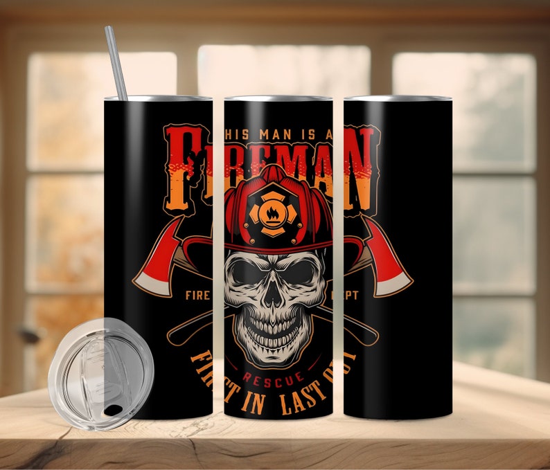 Fireman Tumbler With Straw and Lid Firefighter Gifts, First Responders ...