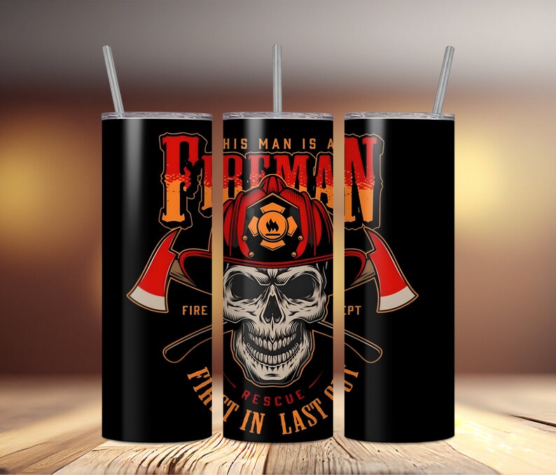 Fireman Tumbler With Straw and Lid Firefighter Gifts, First Responders ...