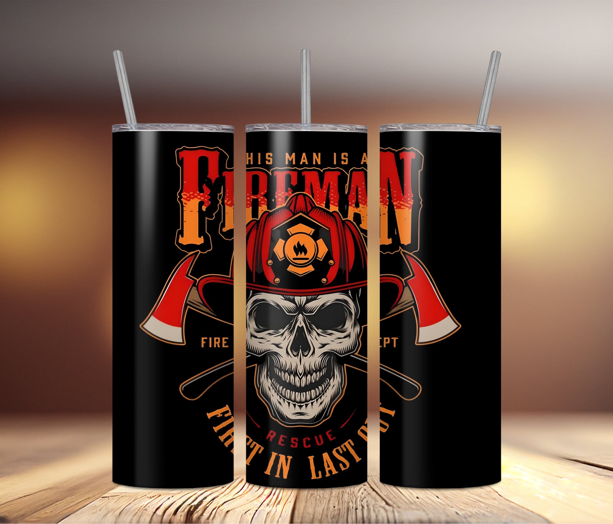 Fireman Tumbler With Straw and Lid Firefighter Gifts, First Responders ...