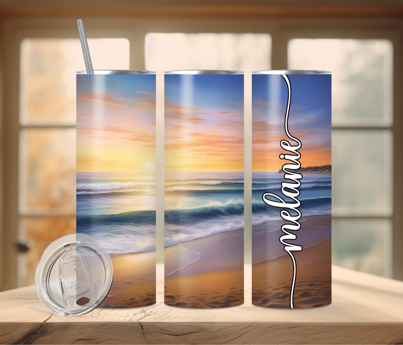 Personalized Beach Travel Cup, Sunset Cup, Beach Wedding Travel Cup - Etsy
