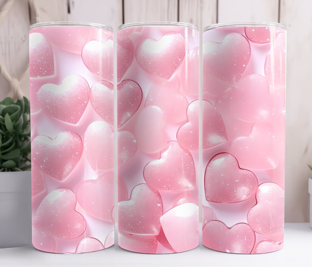 Valentine Hearts Tumbler Stainless Steel 20oz With Straw Sweetheart ...