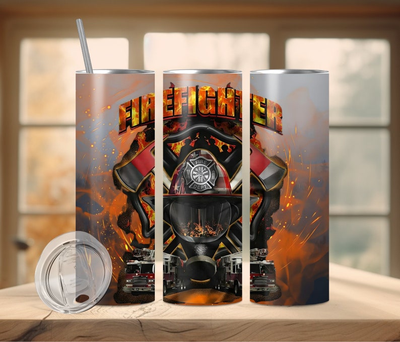 Firefighter Tumbler With Straw and Lid Firefighter Gifts, First ...