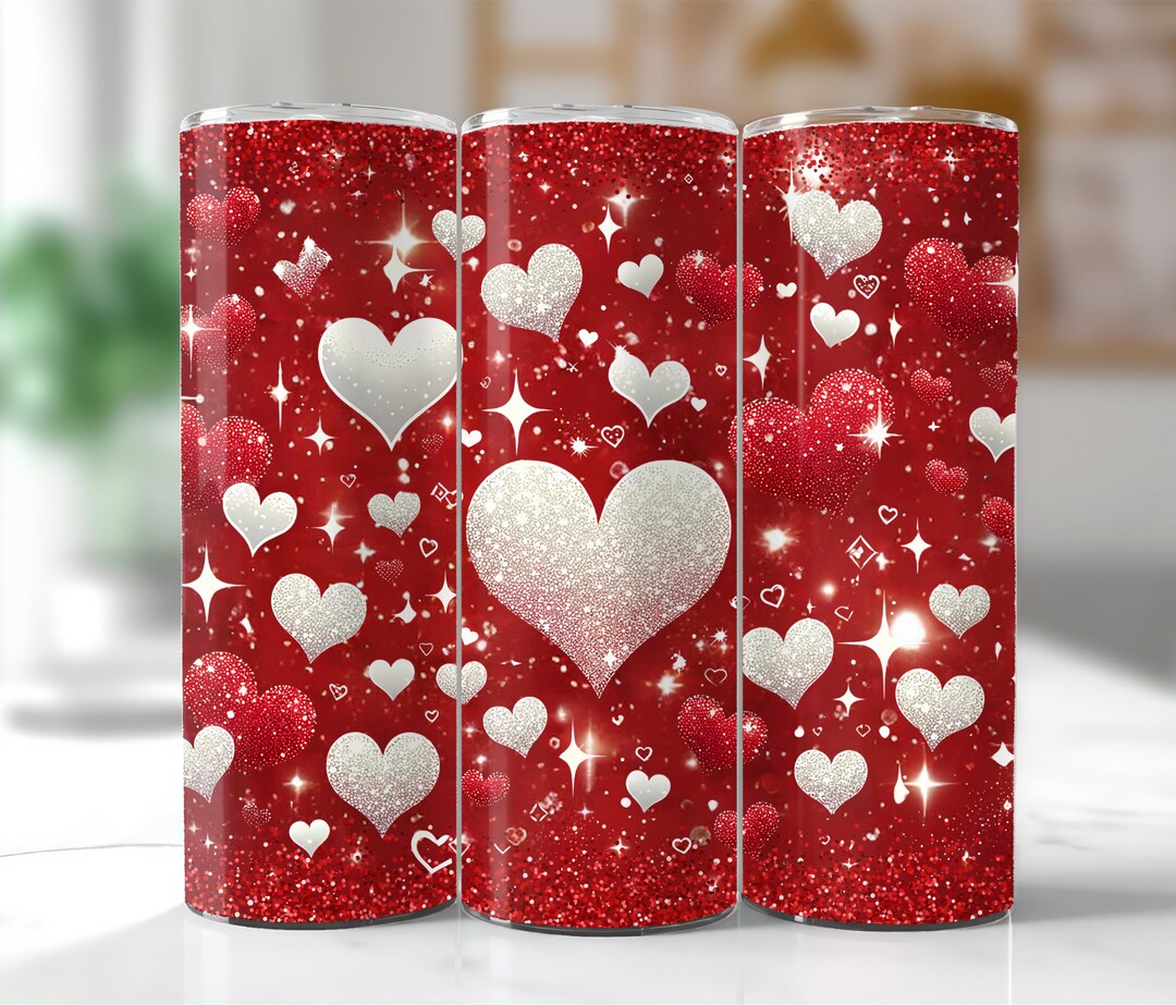 Valentine Hearts Tumbler Stainless Steel 20oz With Straw Sweetheart ...