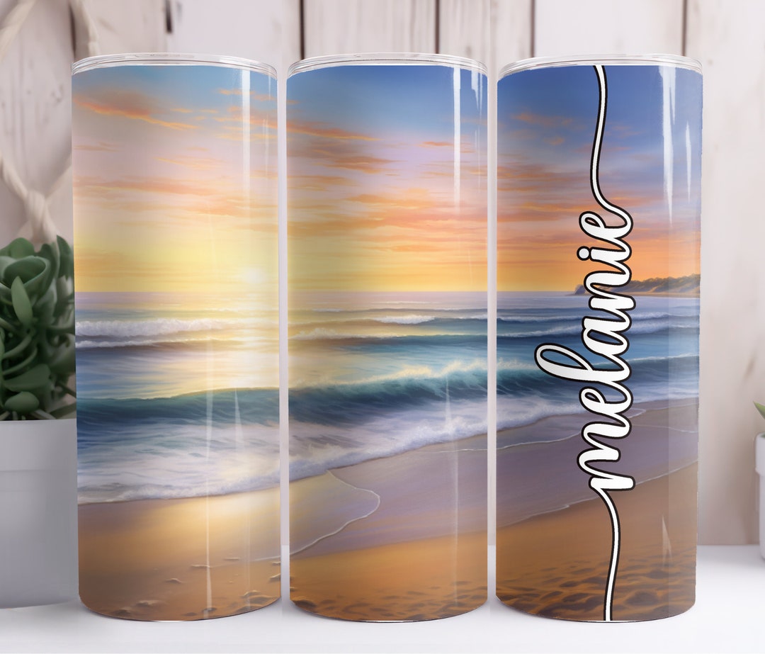 Personalized Beach Travel Cup, Sunset Cup, Beach Wedding Travel Cup - Etsy