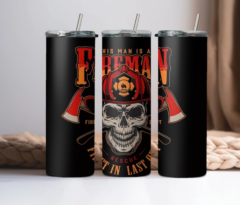 Fireman Tumbler With Straw and Lid Firefighter Gifts, First Responders ...