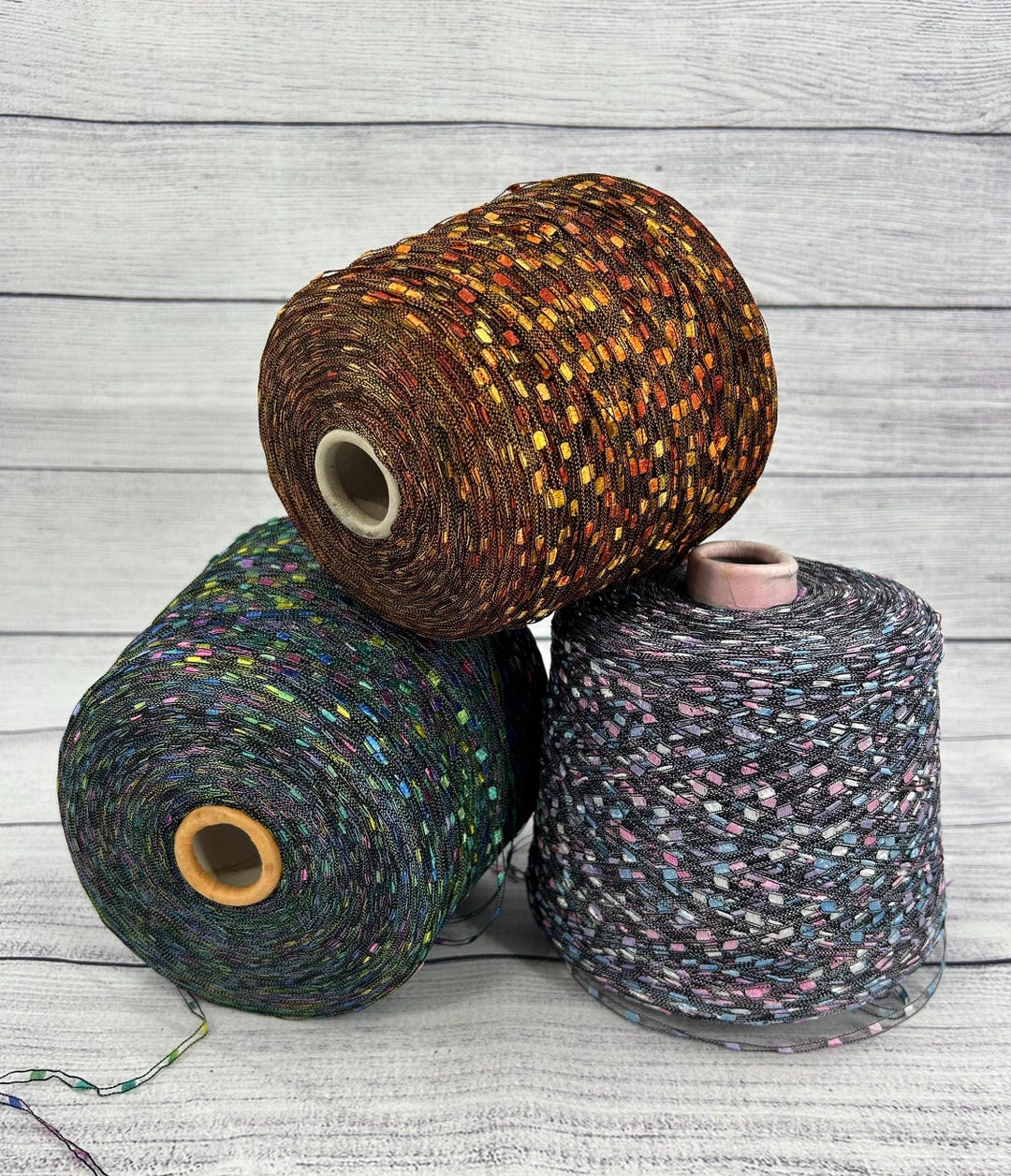 Italian Fantasy Yarn on Cone: Multicolored Viscose Polyamide Crochet ...