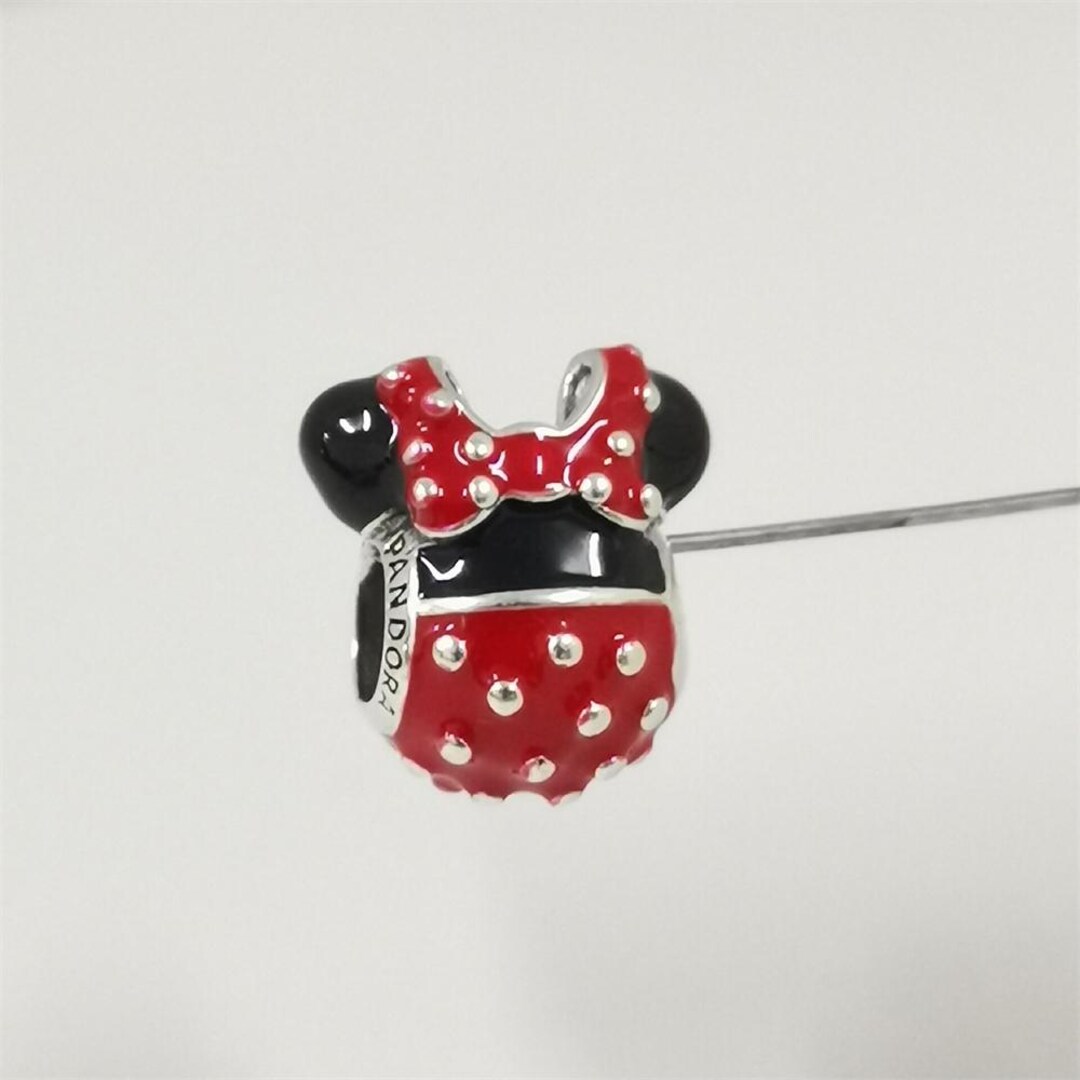 Pandora Minnie Mouse Red Black Polka Dots Bow Charm - Etsy