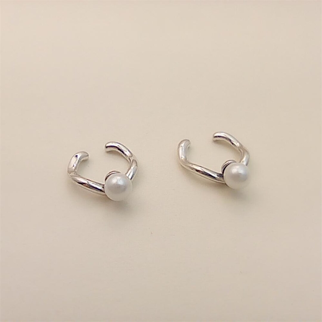 Pandora Organically Shaped Circle and Cultured Pearl Ear Cuff A Pair - Etsy