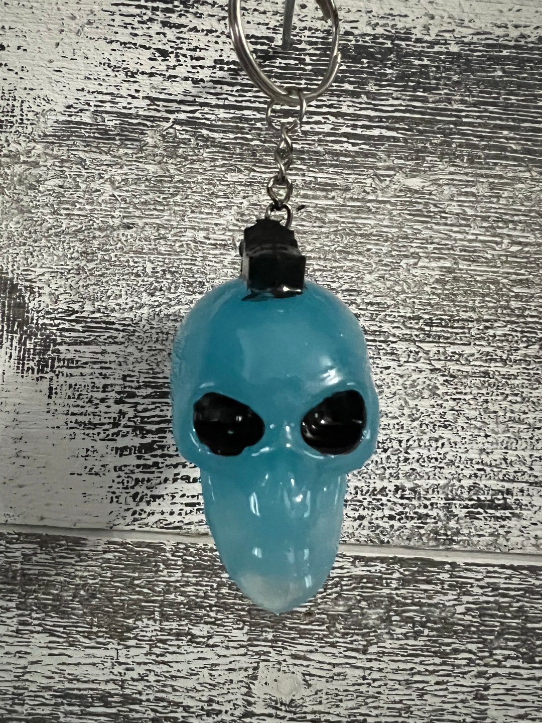 Mohawk Blue Skull Keychain Glow in the Dark - Etsy