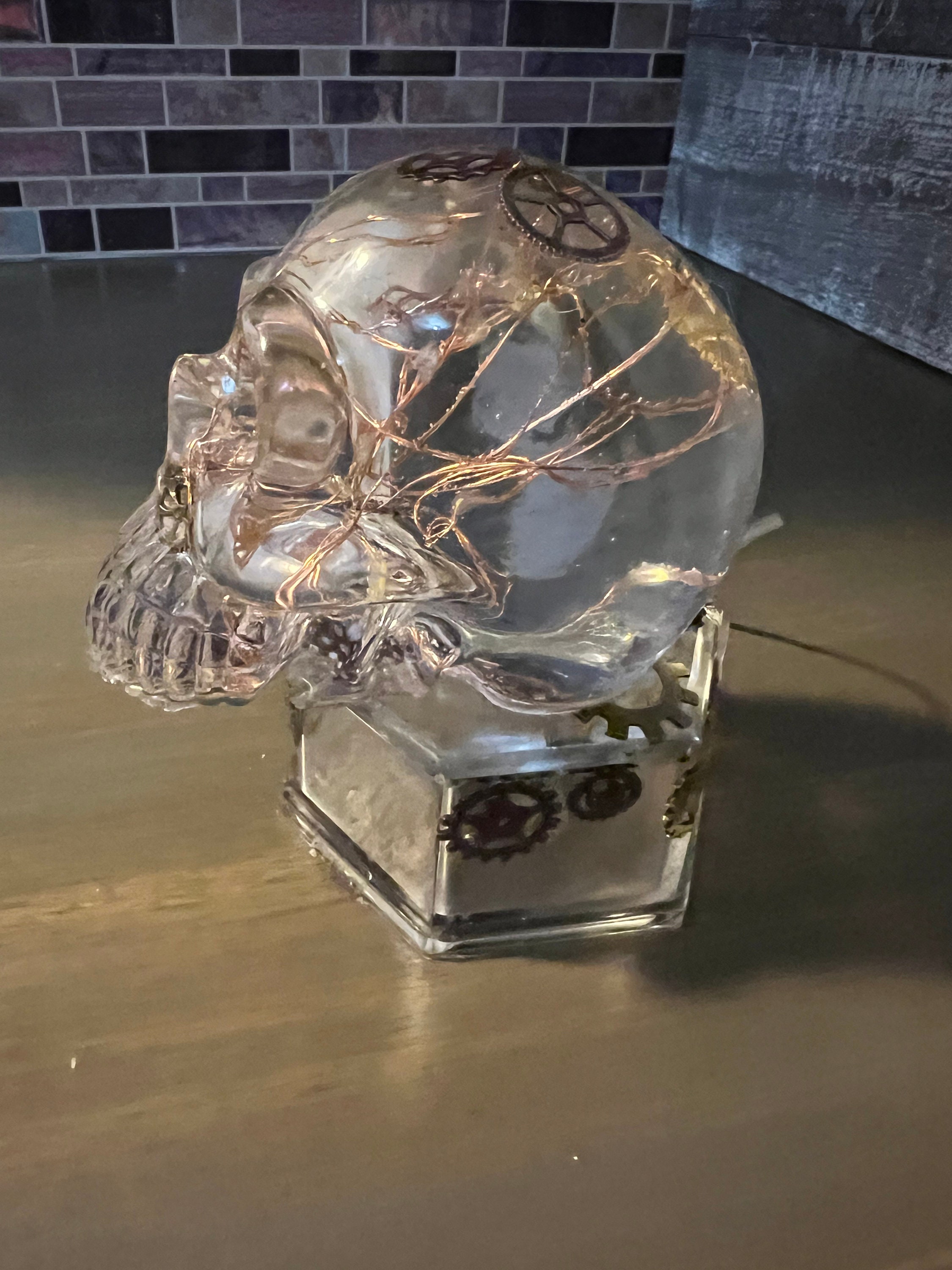Light up Steampunk Skull Container - Etsy