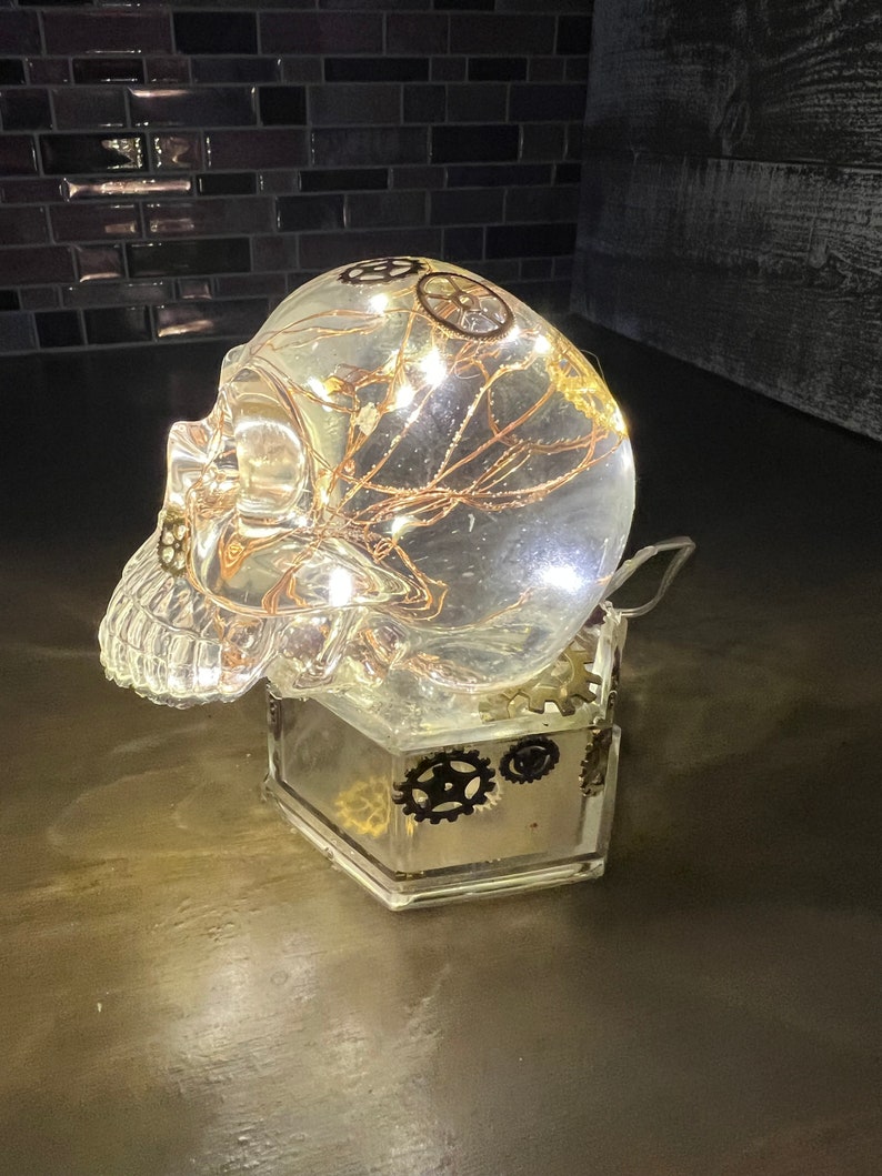 Light up Steampunk Skull Container - Etsy