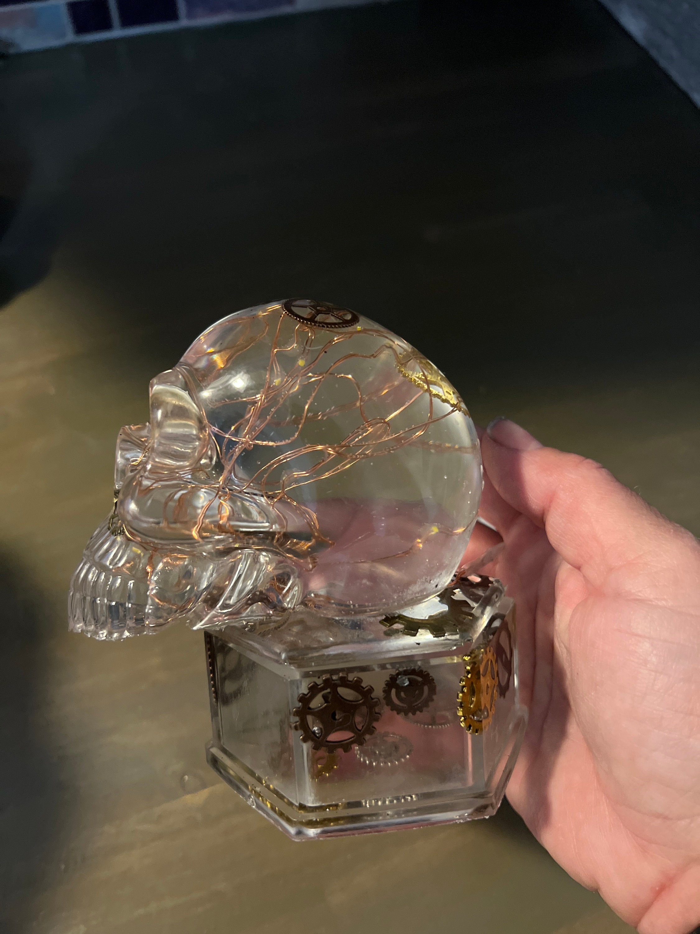 Light up Steampunk Skull Container - Etsy