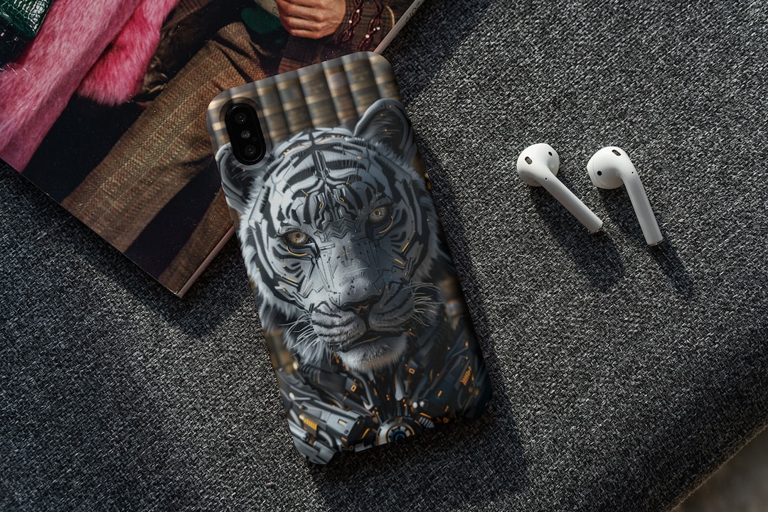 Cyberpunk Tiger Phone Case Durable & Vintage Book Design, Impact ...