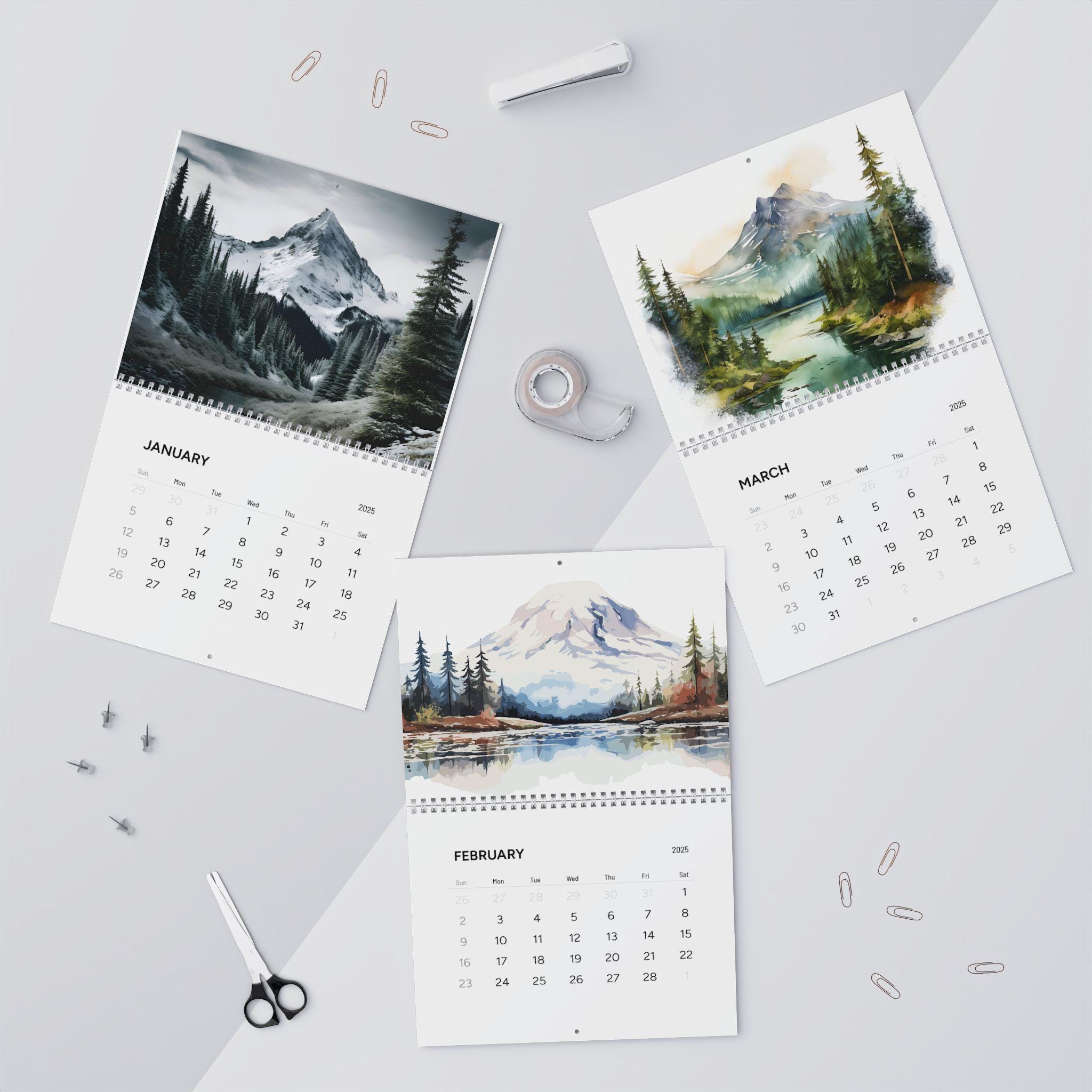 2025 Nature Wall Calendar | Stunning Mountain Scenes | 12-month Planner ...