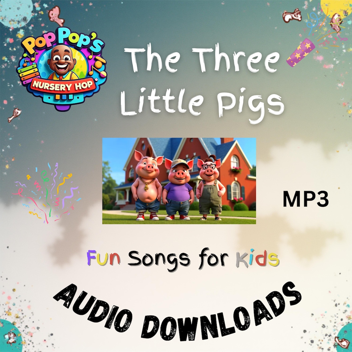 The Three Little Pigs Song: Nursery Rhyme MP3 (digital Download) - Etsy