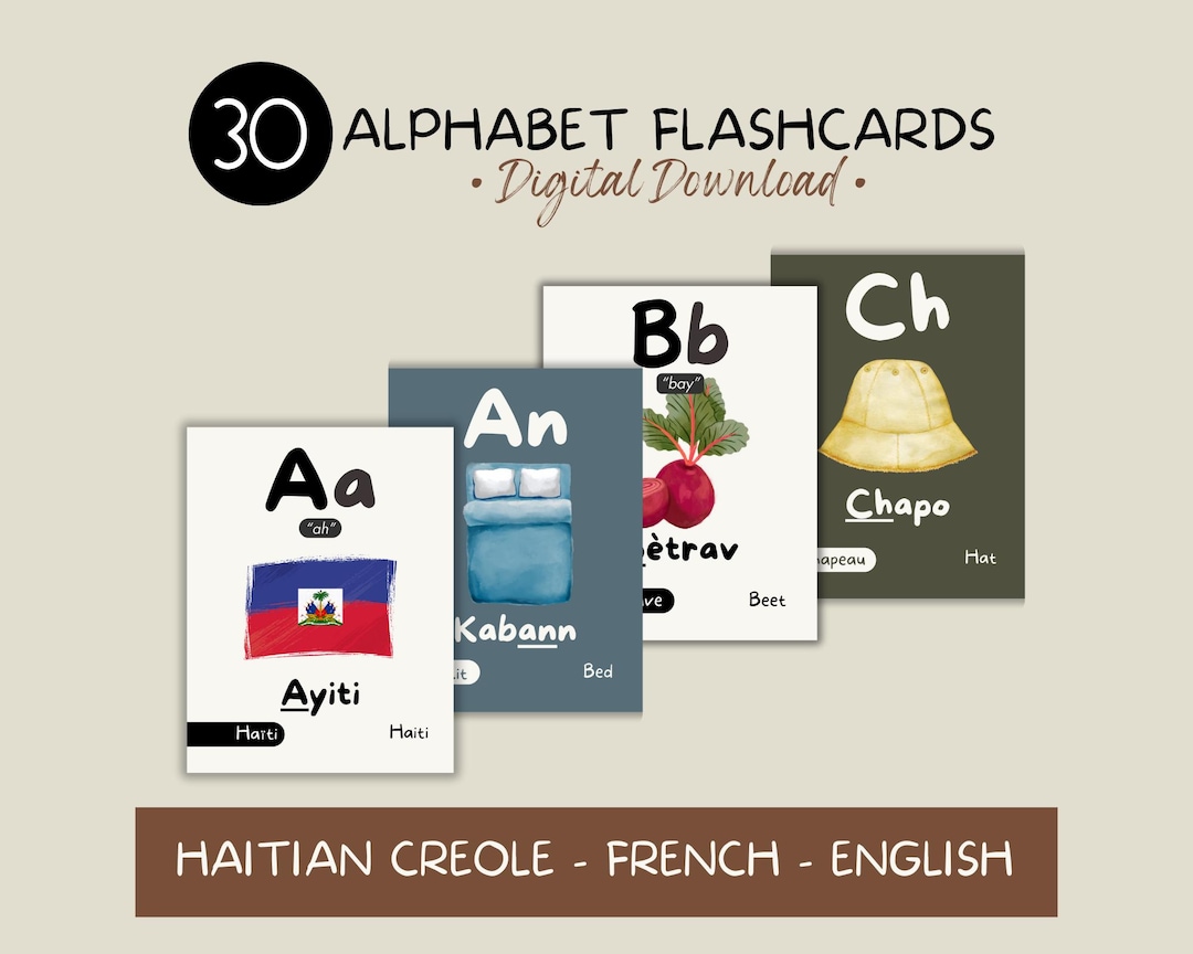 Printable Flashcards for Kids - English, French & Haitian Creole ...
