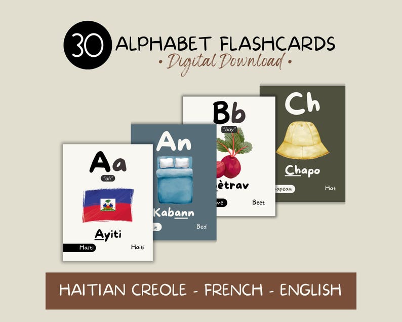 Printable Flashcards for Kids - English, French & Haitian Creole ...