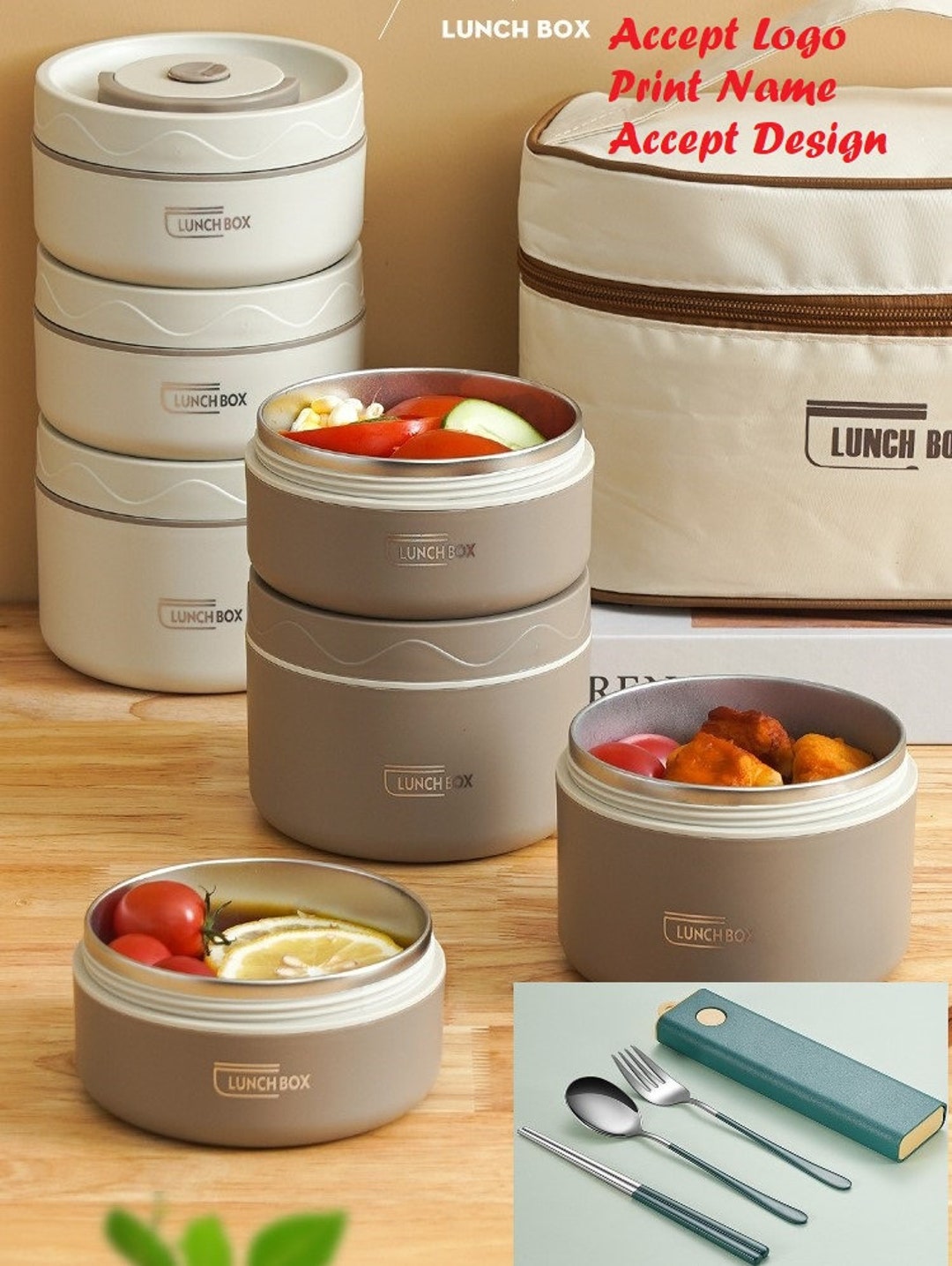 Lunch Box Thermos Food Flask Leakproof Stainless Steel Vacuum Lunch Box ...