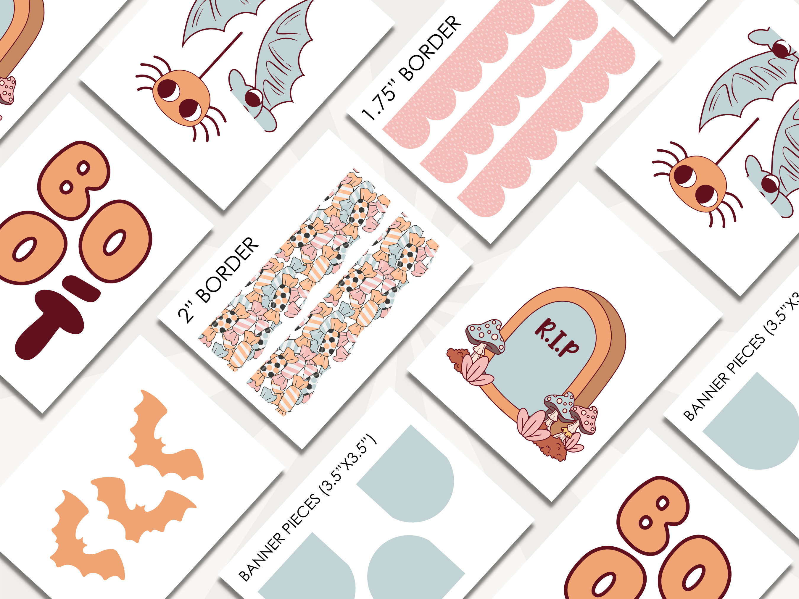 Retro Halloween Bulletin Board Kit, Halloween Classroom Decor, Pastel ...