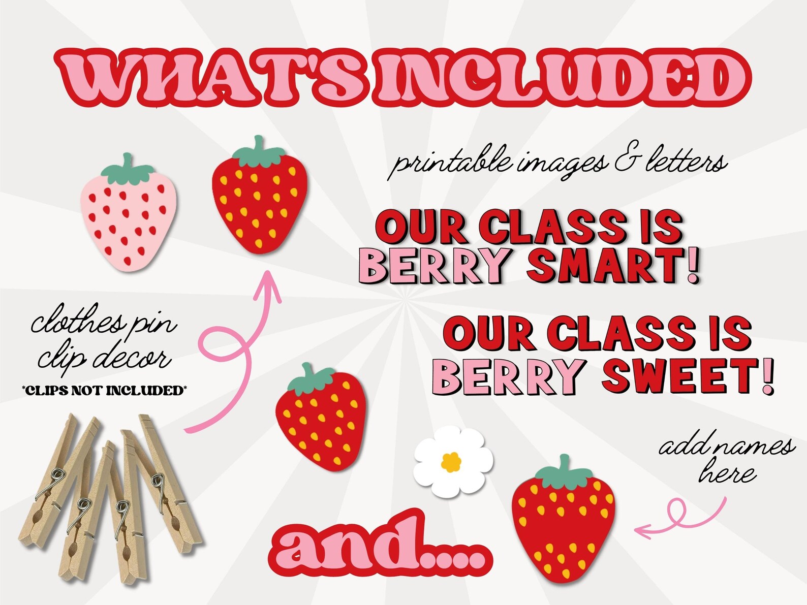 Strawberry Student Work Bulletin Board Kit, Cute Classroom Decor Set ...