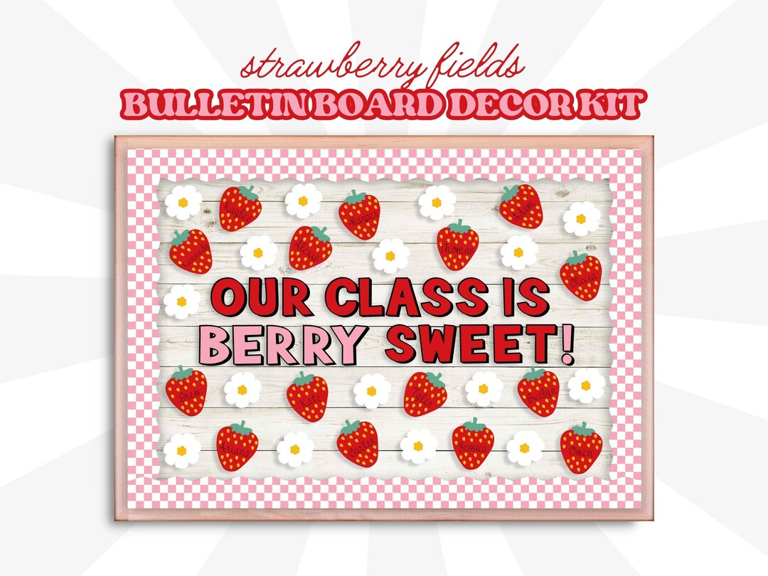 Strawberry Fields Bulletin Board Kit, Summer Classroom Decor Set ...