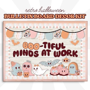 Retro Halloween Bulletin Board Kit, Halloween Classroom Decor, Pastel ...
